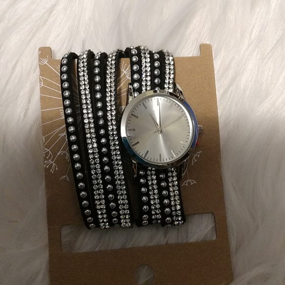 Jewelry | New Black And Silver Wrap Bracelet Watch | Poshmark